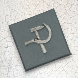 Hammer & Sickle English Made Pewter Lapel Pin Badge In Box